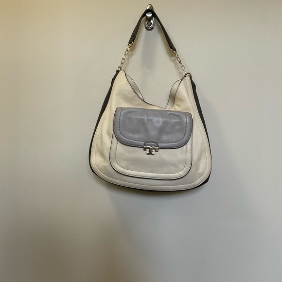 Tory Burch | Bags | Tory Burch Sammy Large Hobo Cream Brown Grey ...
